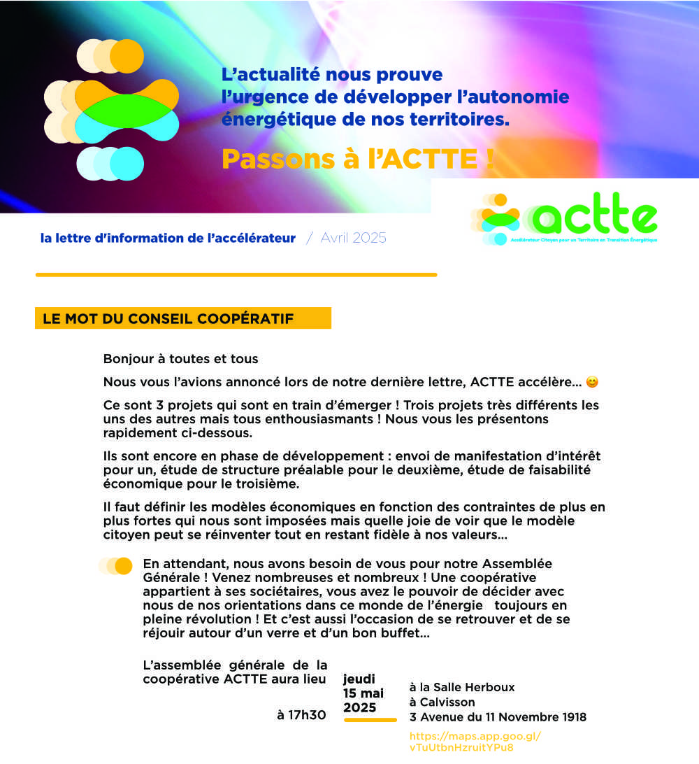 Nos Lettres D'Informations | ACTTE | L'Accélérateur Citoyen